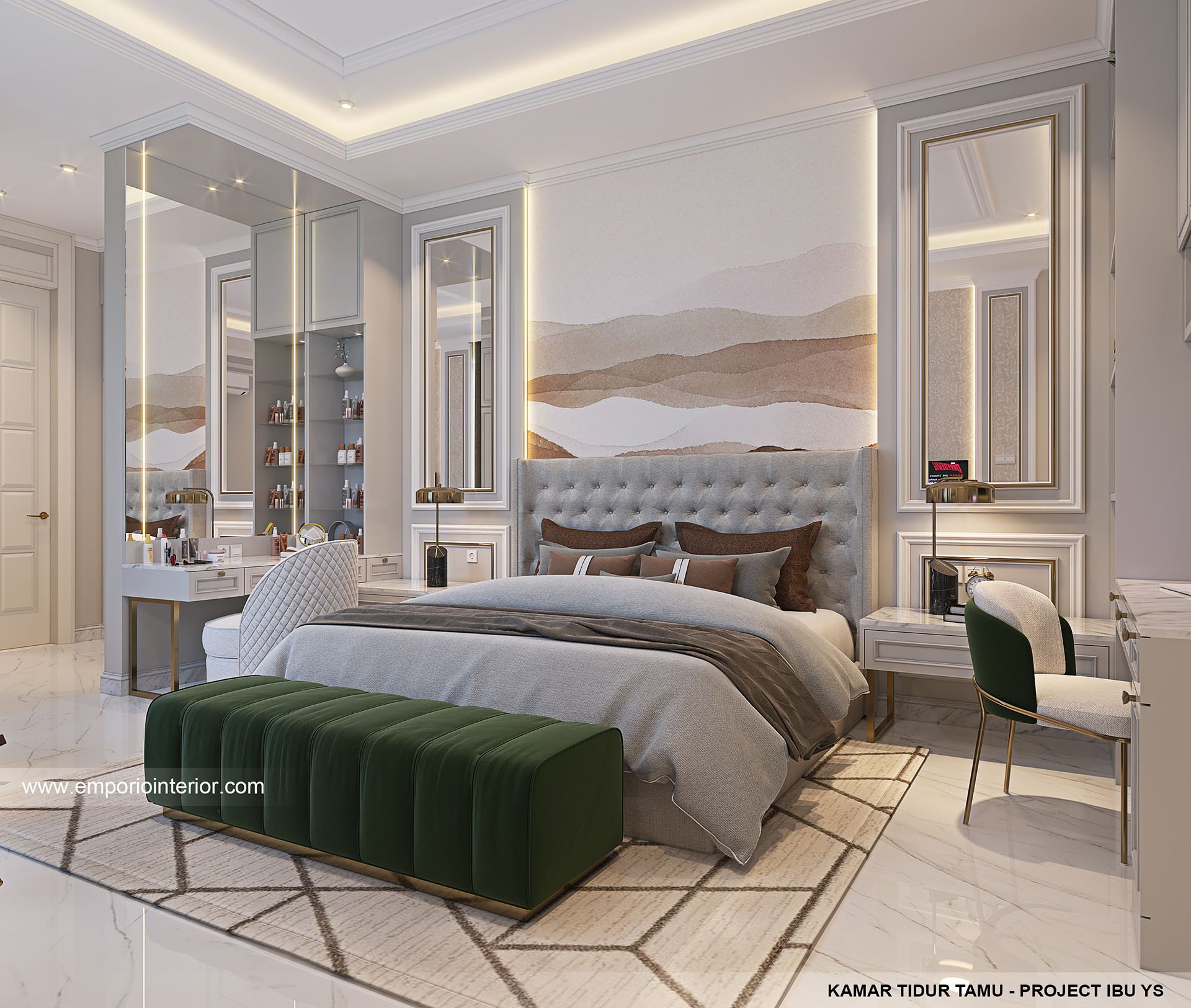 Desain Kamar Tidur Utama Rumah Klasik Modern 2 Lantai Ibu YS di Bekasi 47090 - Desain Kamar Tidur