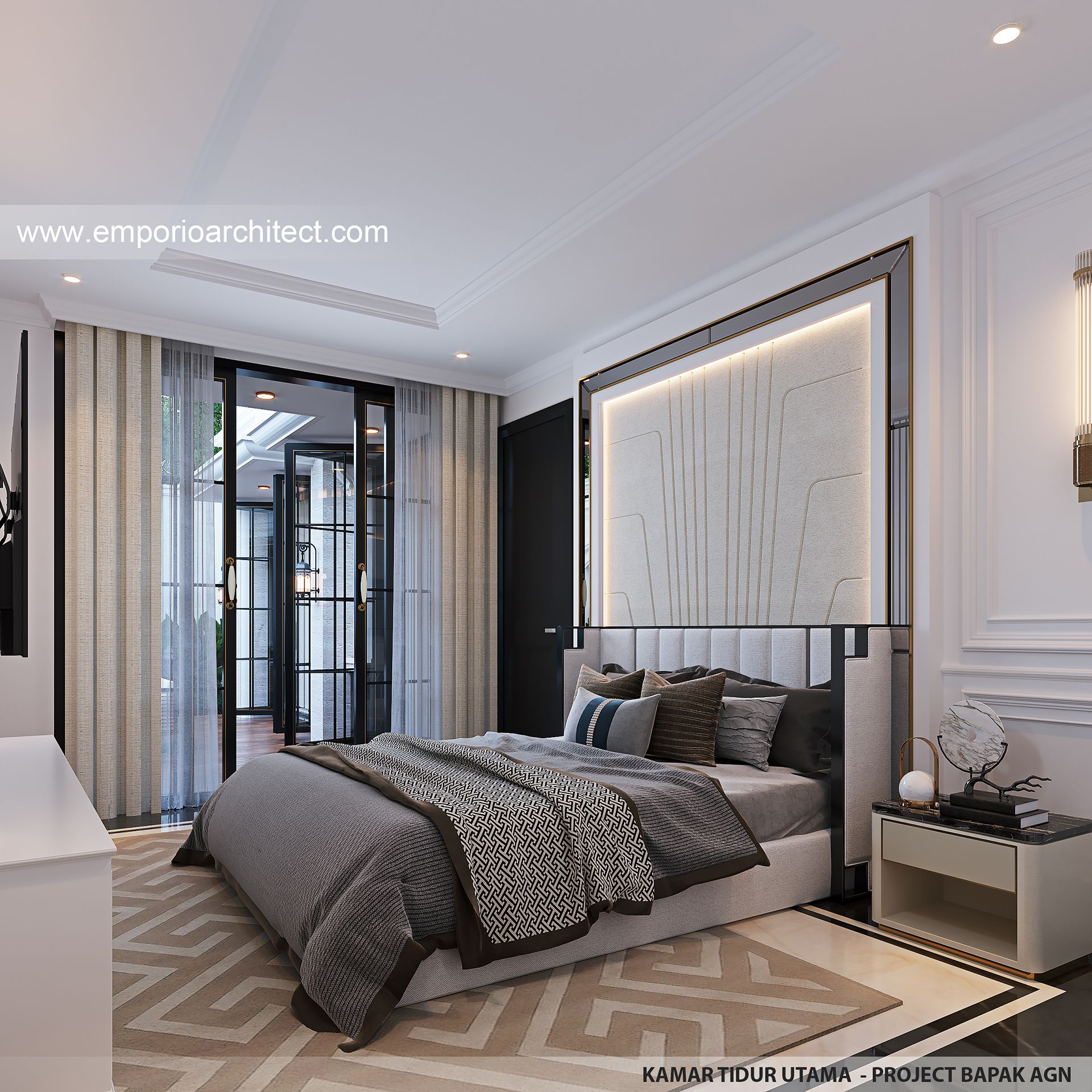Desain Kamar Tidur Utama Rumah Mediteran Klasik 3 Lantai Bapak AGN di Jakarta 45868 - Desain ...