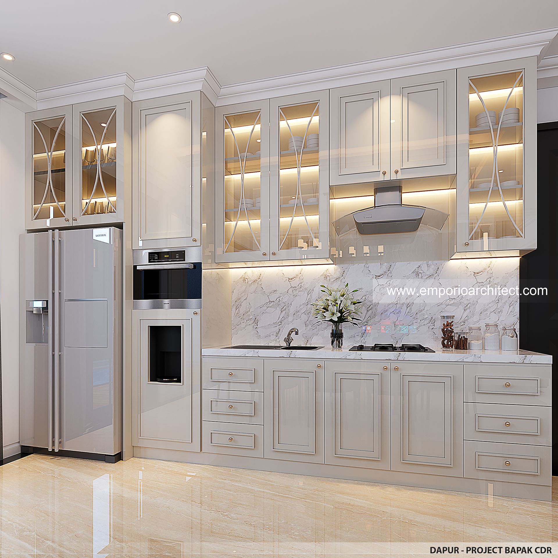 Desain Dapur Rumah Mediteran Klasik 3 Lantai Bapak CDR di Jakarta Selatan 45083 - Desain Dapur