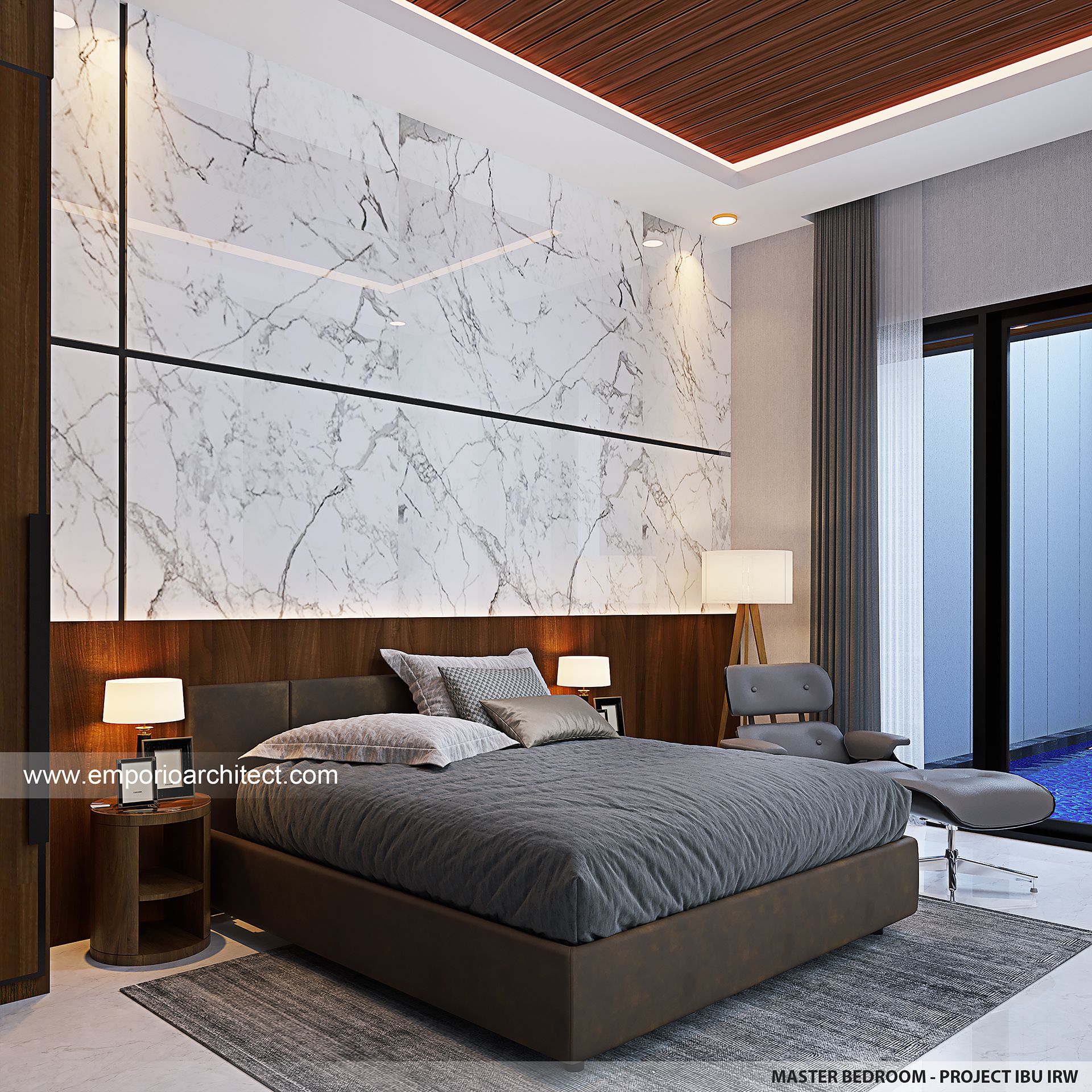 Desain Kamar Tidur Utama Rumah Modern 2 Lantai Bapak IRW di Depok 46057 - Desain Kamar Tidur