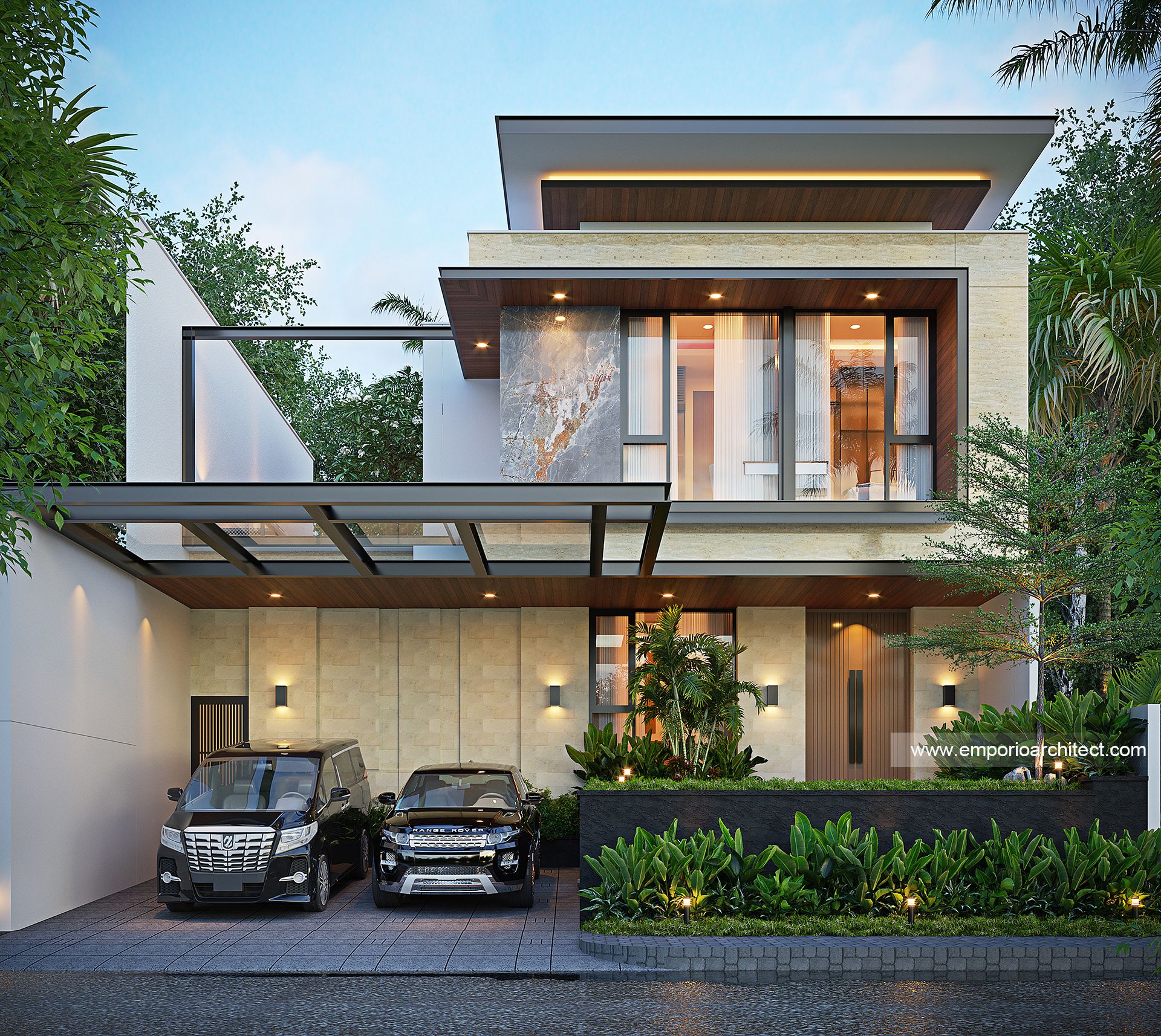 Mr. SVN Modern House 2 Floors Design - Jambi 44805 - Front Facade Design