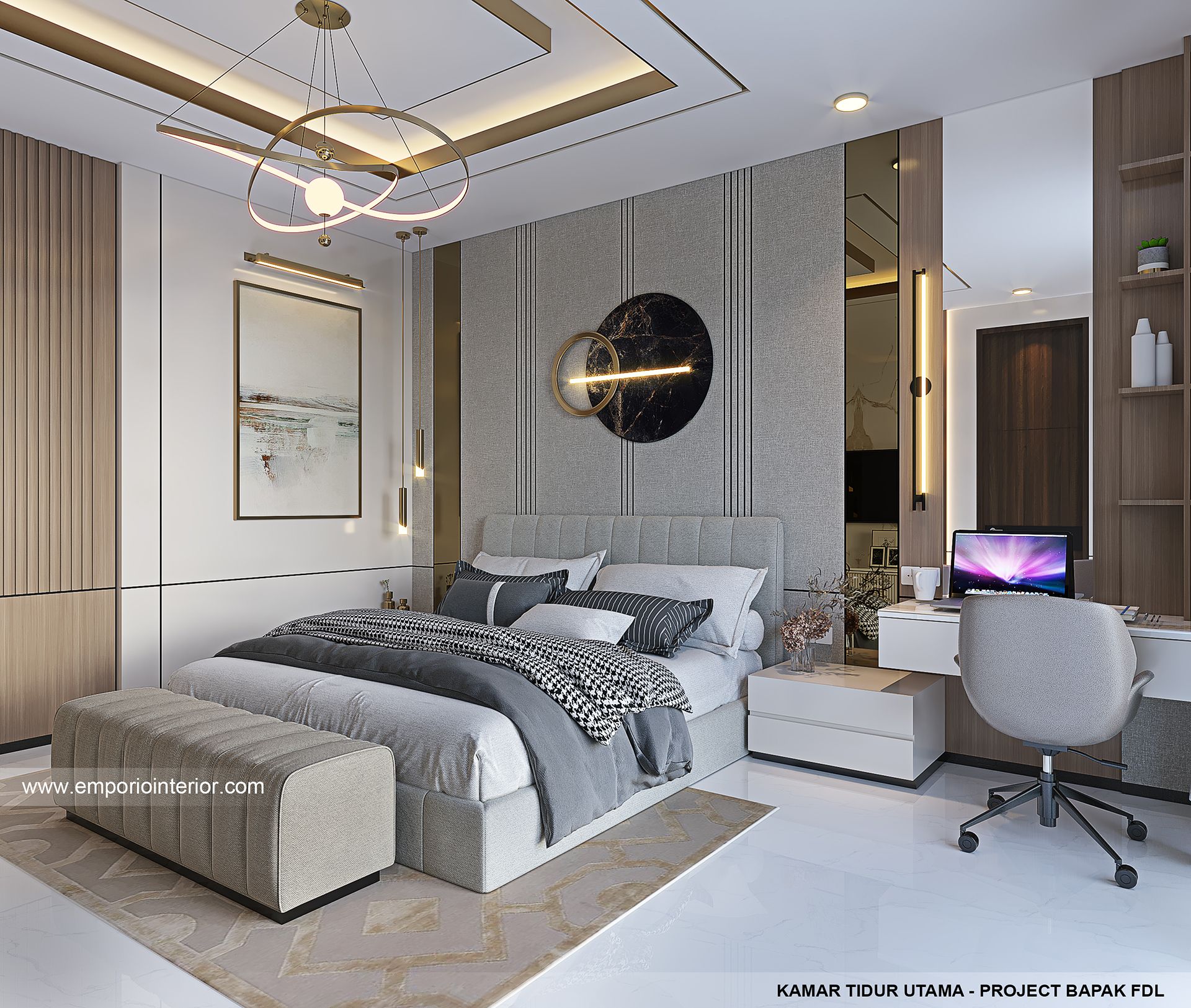 Desain Kamar Tidur Utama Rumah Modern 2 Lantai Bapak FDL dan Ibu I di Bontang, Kalimantan Timur ...