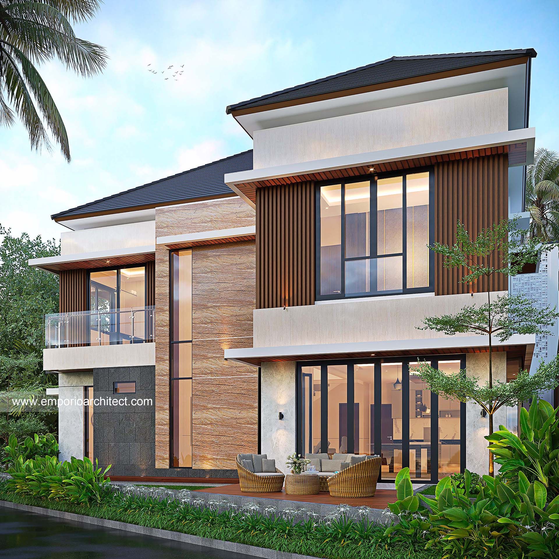 Desain Tampak Samping Rumah Modern 2 Lantai Ibu NKN di Palembang 35794 - Desain Eksterior Rumah