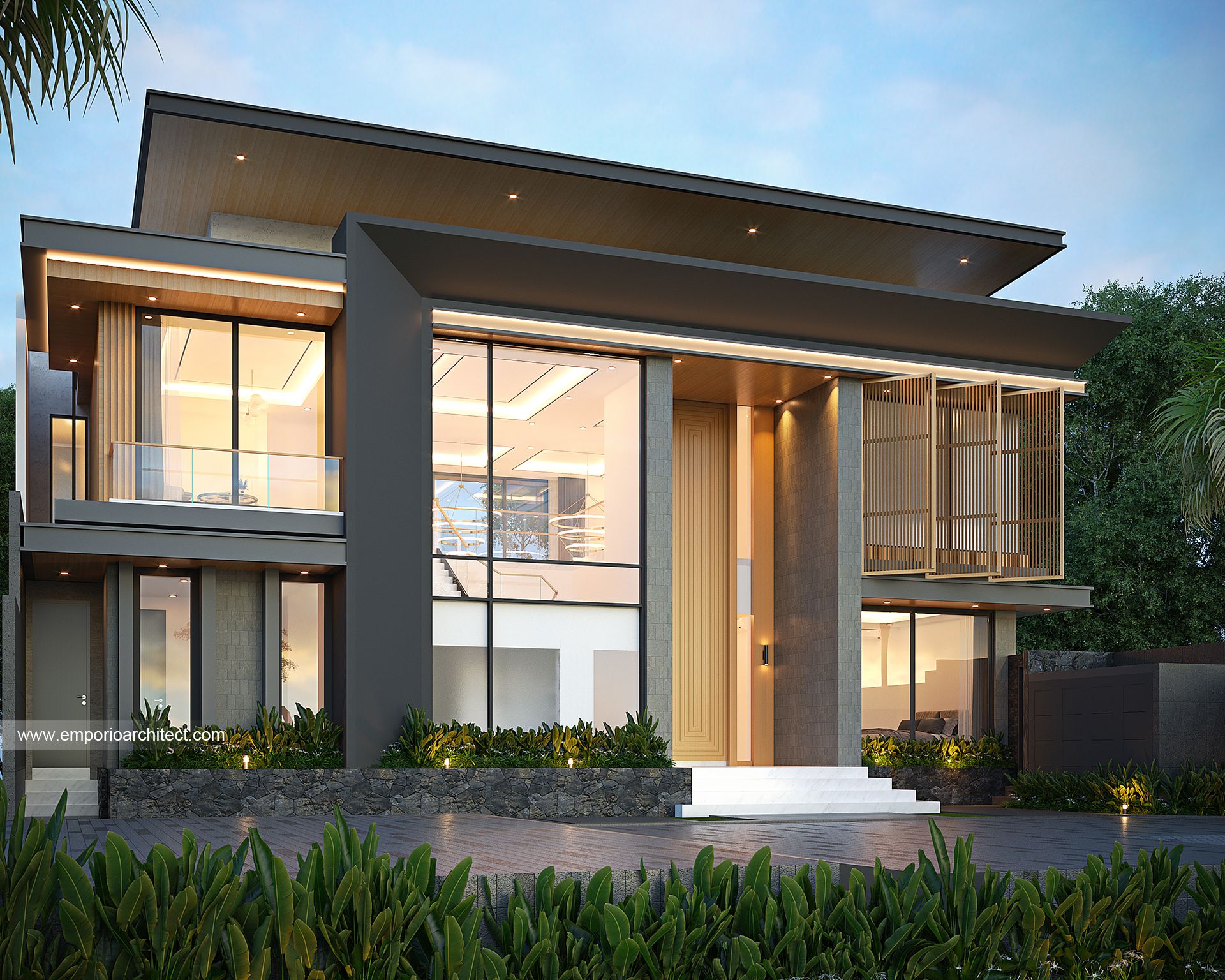 Desain Tampak Depan 2 Rumah Modern 2 Lantai Bapak SDT di Solo 46066 ...