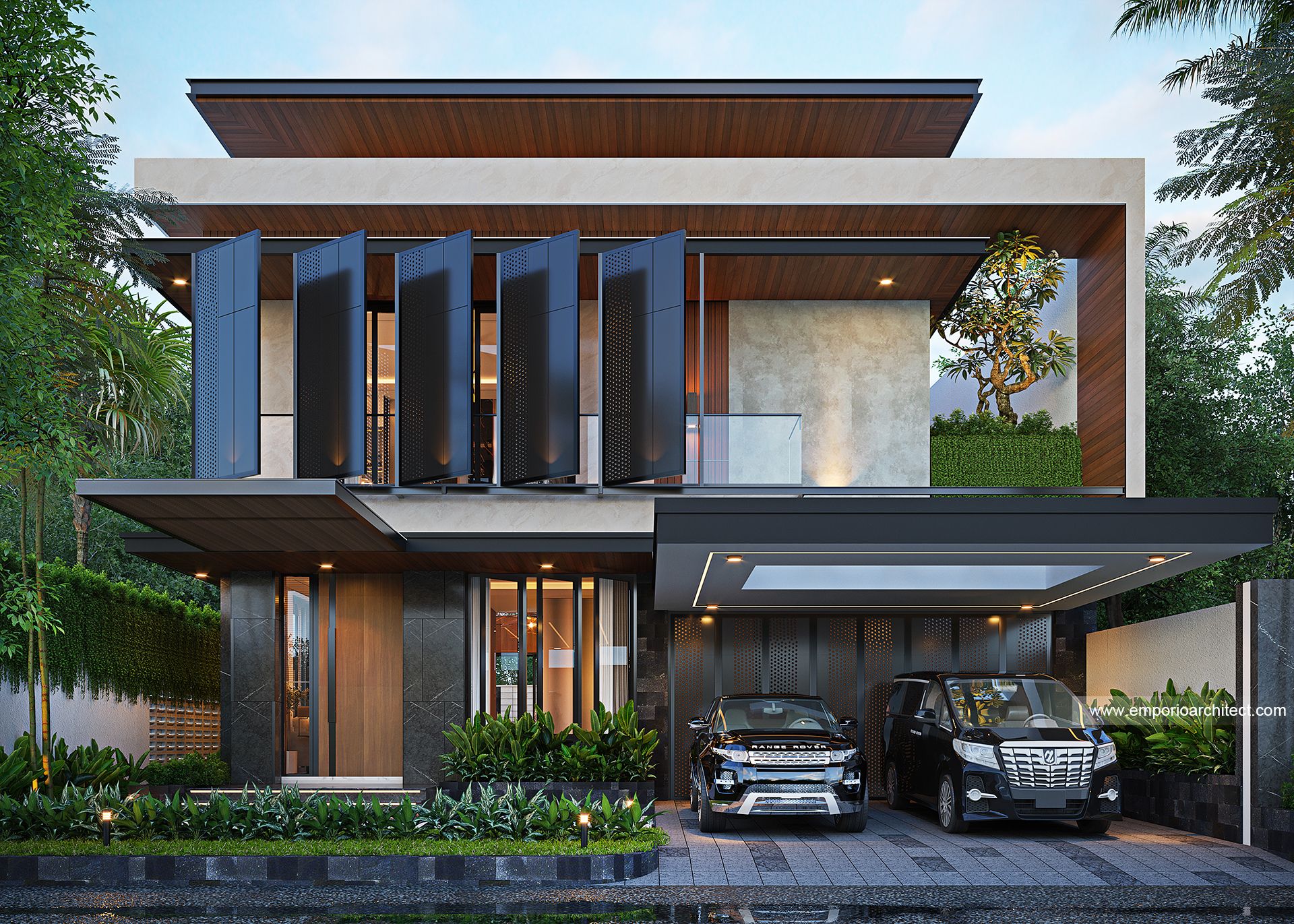 Desain Tampak Depan 2 Rumah Modern 2 Lantai Ibu RF di Blora, Jawa ...