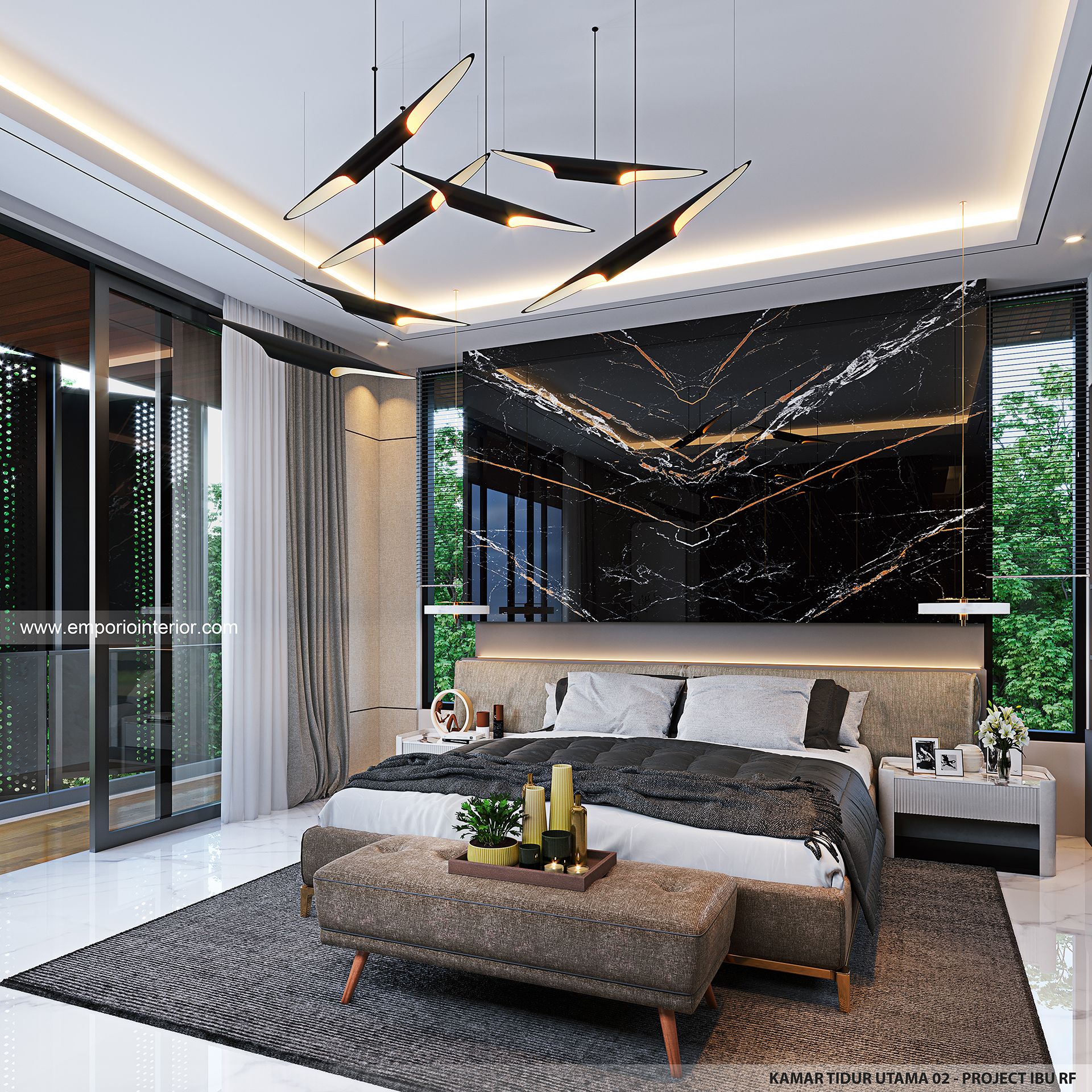 Desain Kamar Tidur Utama Rumah Modern 2 Lantai Ibu RF di Blora, Jawa Tengah 44906 - Desain Kamar ...