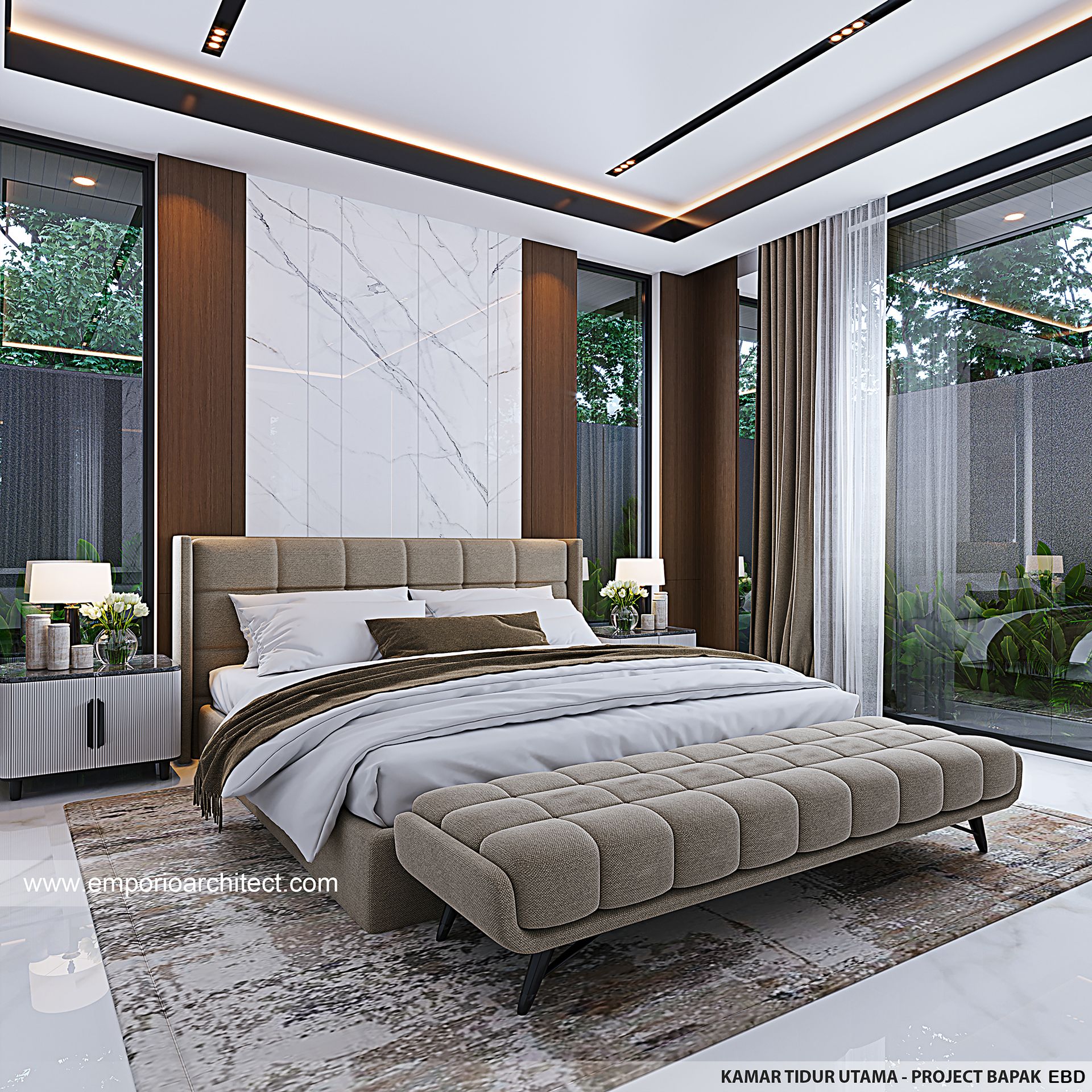 Desain Kamar Tidur Utama Rumah Modern 2 Lantai Bapak EBD di Cikarang, Bekasi 44948 - Desain ...