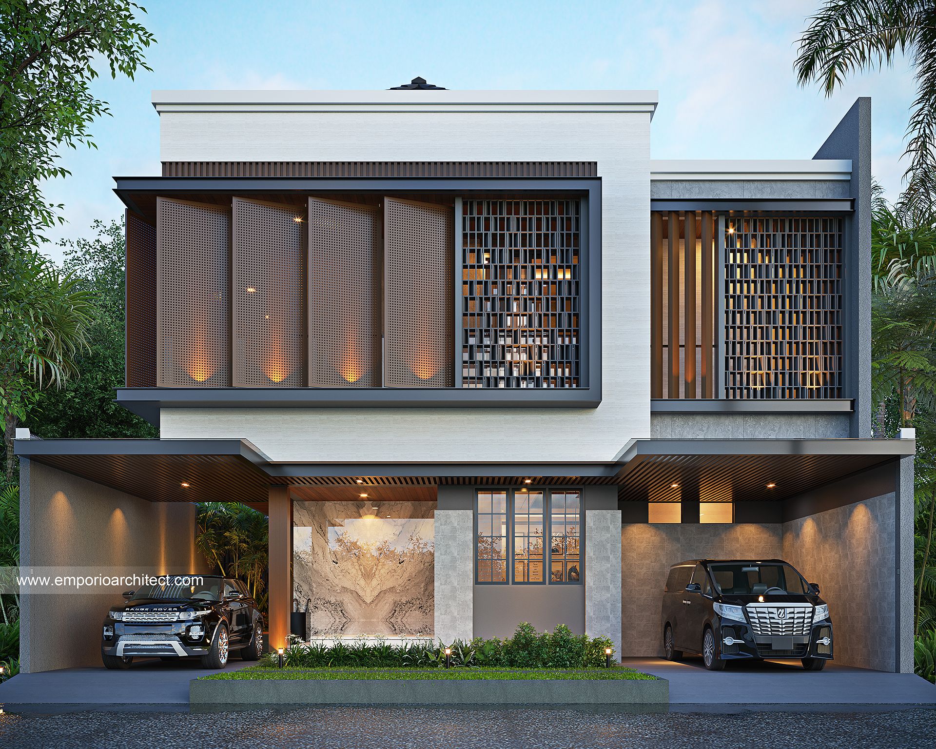 Desain Tampak Depan 3 Rumah Modern 2 Lantai Ibu SRL di Duren Sawit ...
