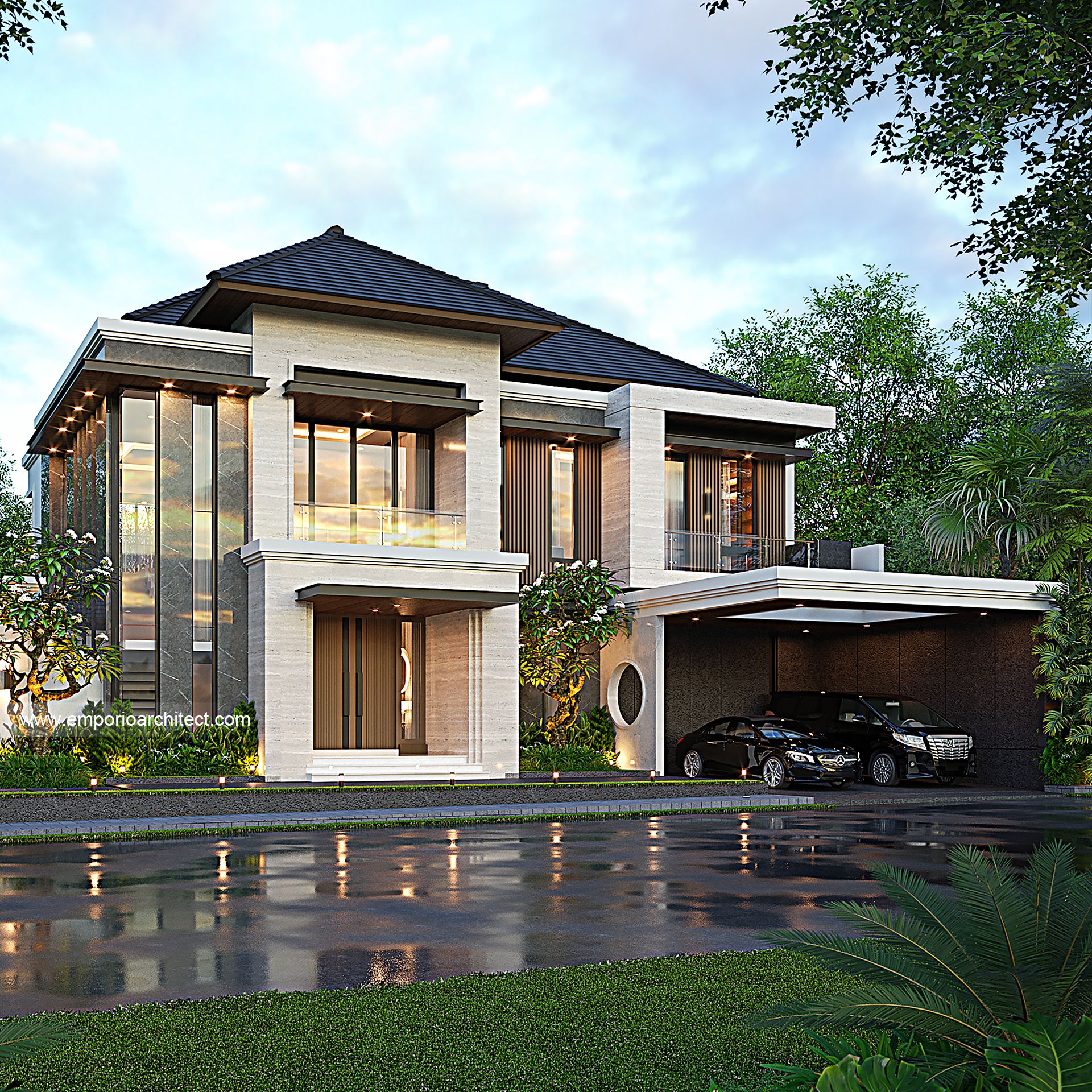 Mr. NM Modern House 2 Floors Design - Denpasar, Bali 46992 - Front Facade Design