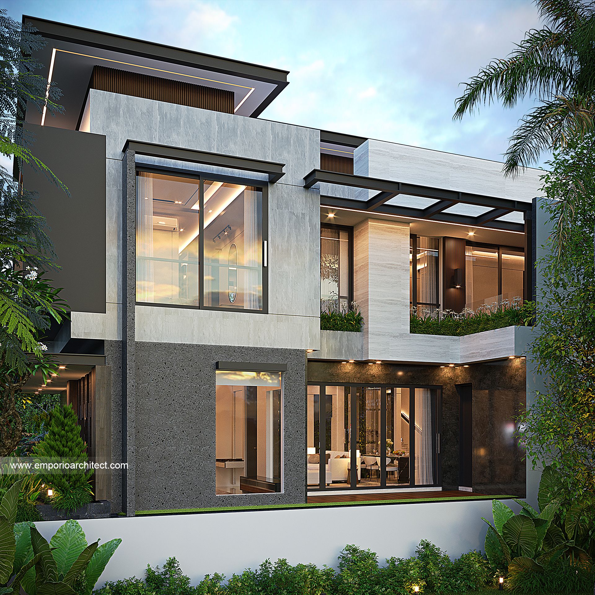 Desain Tampak Belakang Rumah Modern 2 Lantai Ibu NNK 1957 di Karawang ...