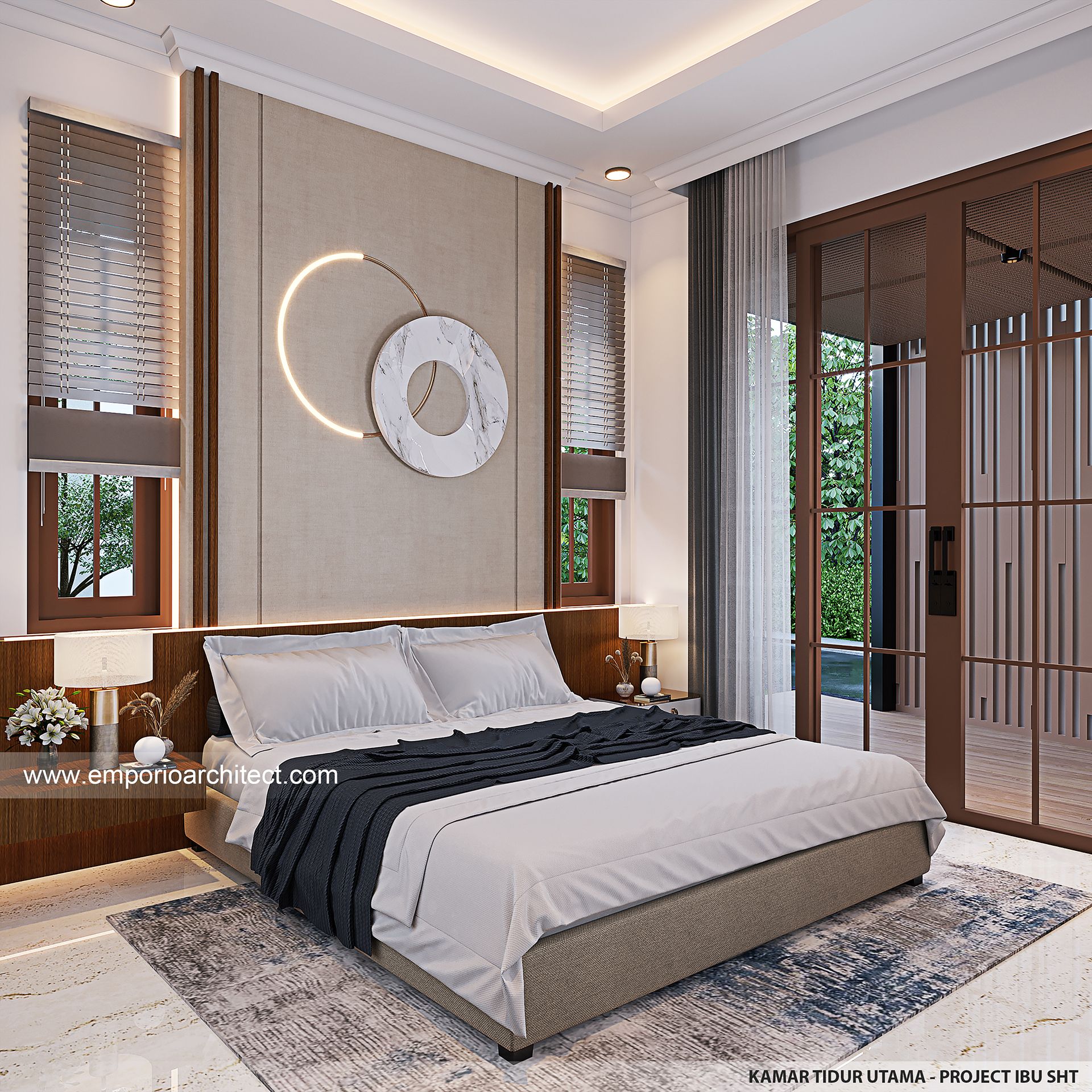Desain Kamar Tidur Utama Rumah Modern 2 Lantai Ibu SHT di Tangerang 42332 - Desain Kamar Tidur