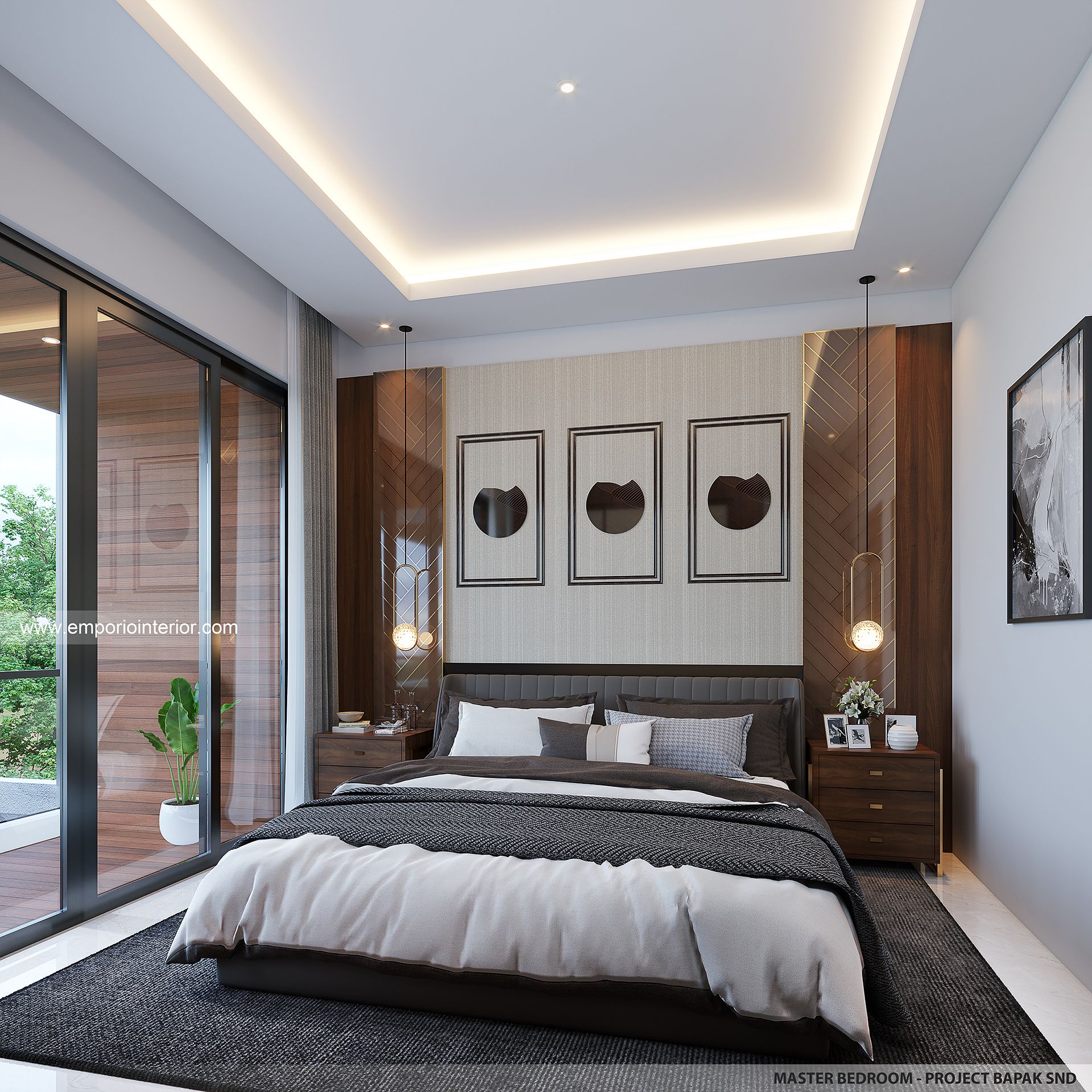 Desain Kamar Tidur Utama Rumah Modern 3 Lantai Bapak SND di Jakarta 37845 - Desain Interior Rumah