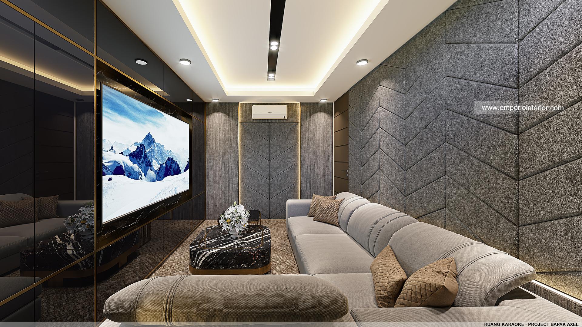 Desain Ruang Karaoke Rumah Modern 3 Lantai Bapak Axel di Palembang 21826 - Desain Ruang Multimedia