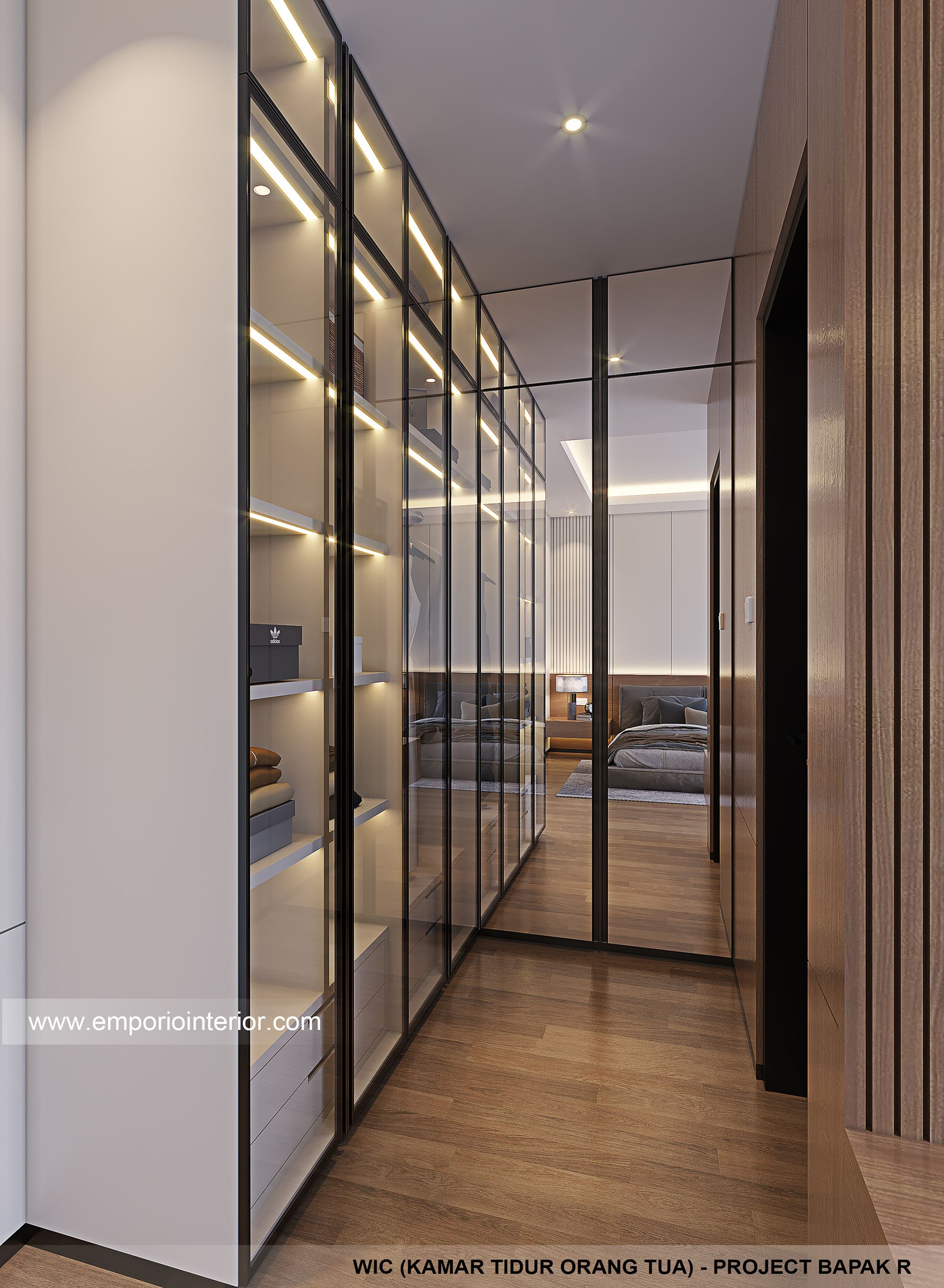 Desain WIC Kamar Tidur Orang Tua Rumah Modern 3 Lantai Bapak R di Cinere, Depok 45268 - Desain ...