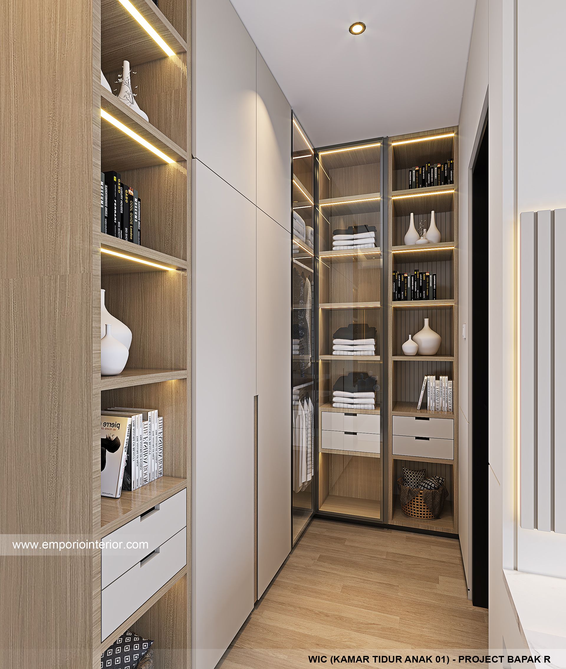 Desain WIC Kamar Tidur Anak 1 Rumah Modern 3 Lantai Bapak R di Cinere, Depok 45275 - Desain Interior