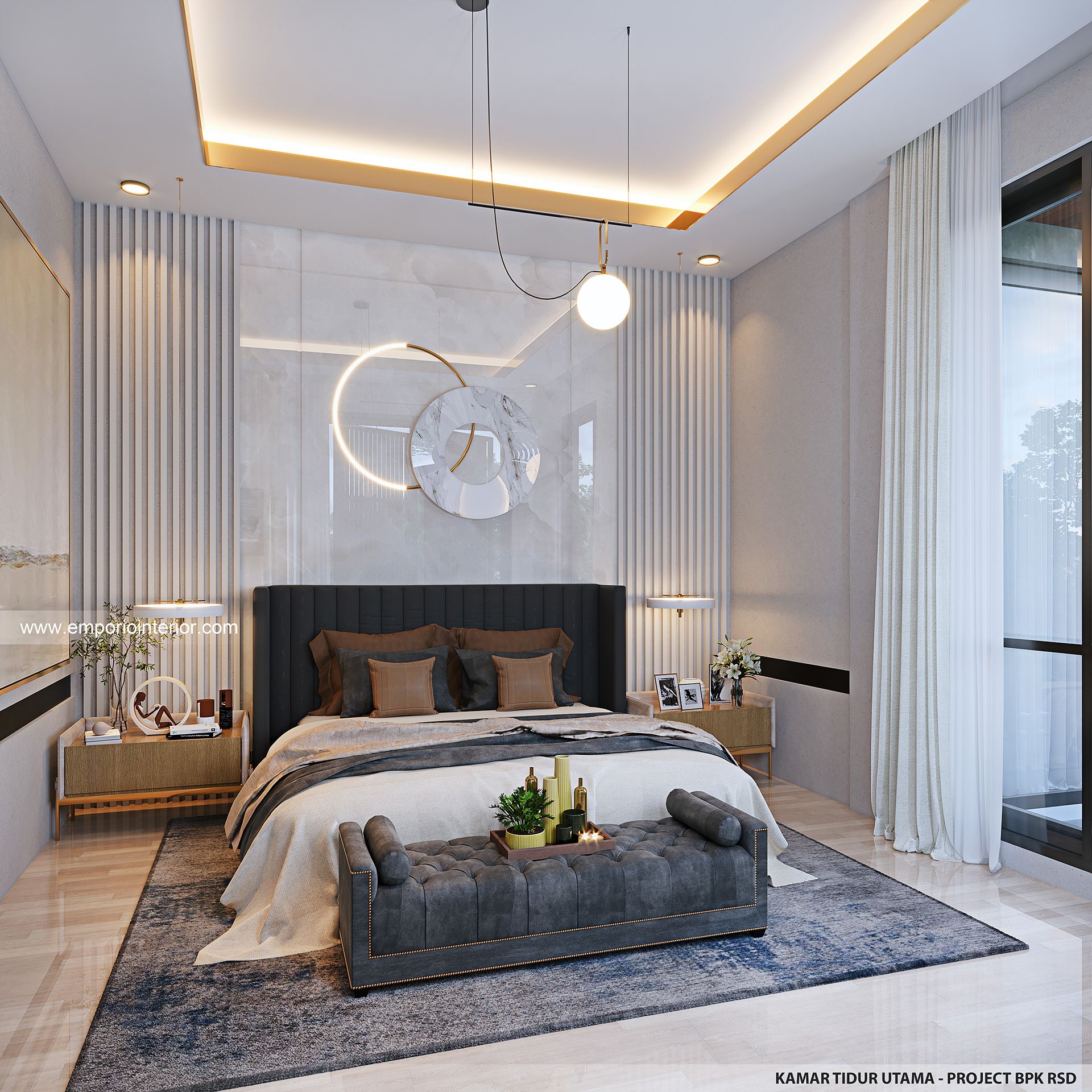 Desain Kamar Tidur Utama Rumah Modern 3 Lantai Bapak RSD di Bekasi 45232 - Desain Interior Rumah