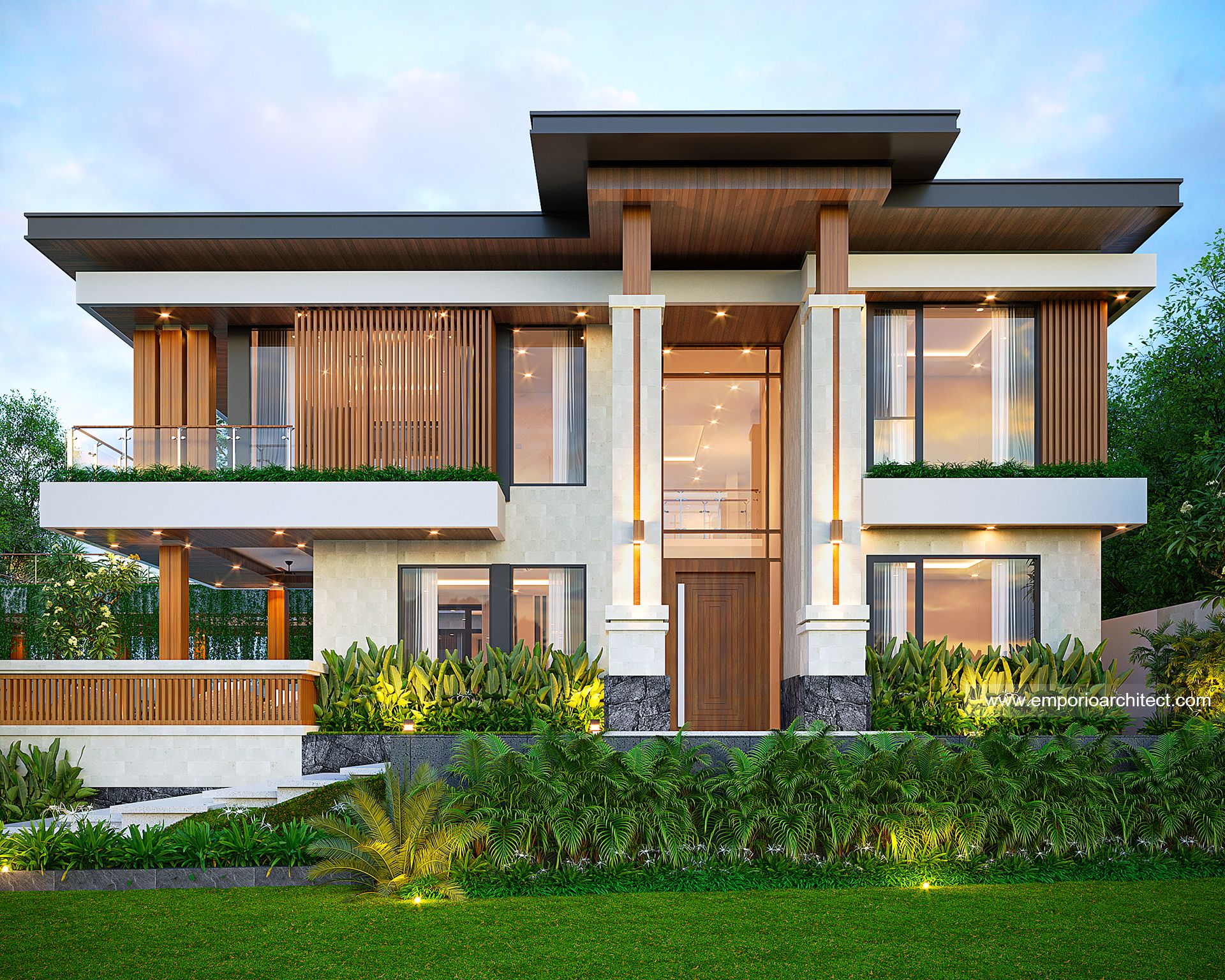 Desain Tampak Depan 3 Rumah Modern 3 Lantai Ibu RGC (DR House) di Badung, Bali 45417 - Desain ...