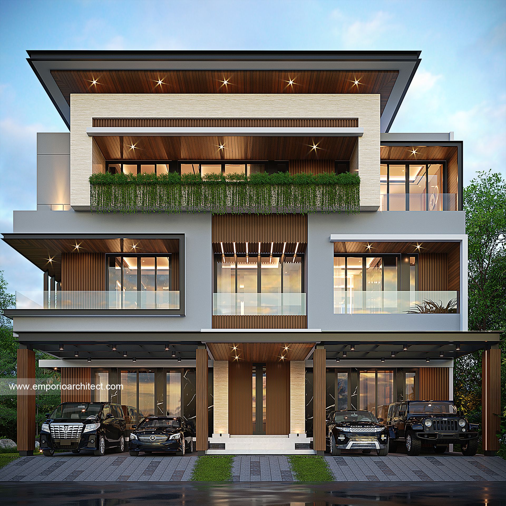 Mr. DVI 1767 Modern House 3 Floors Design - Cikarang, Bekasi 38099 - Facade Design