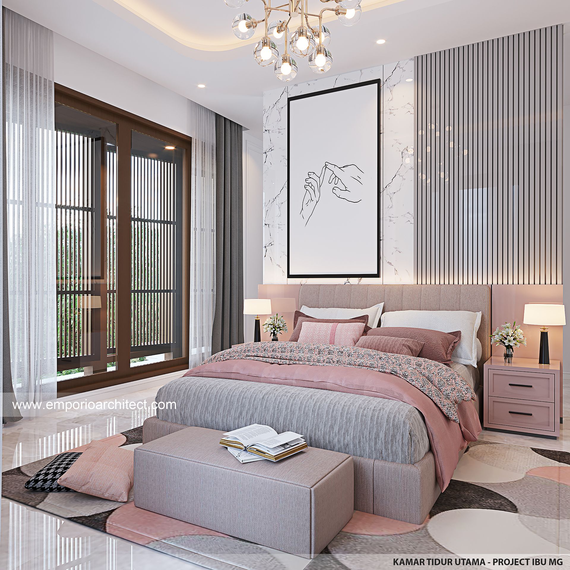 Desain Kamar Tidur Utama Rumah Modern 3 Lantai Ibu MG di BSD, Tangerang Selatan 46520 - Desain ...