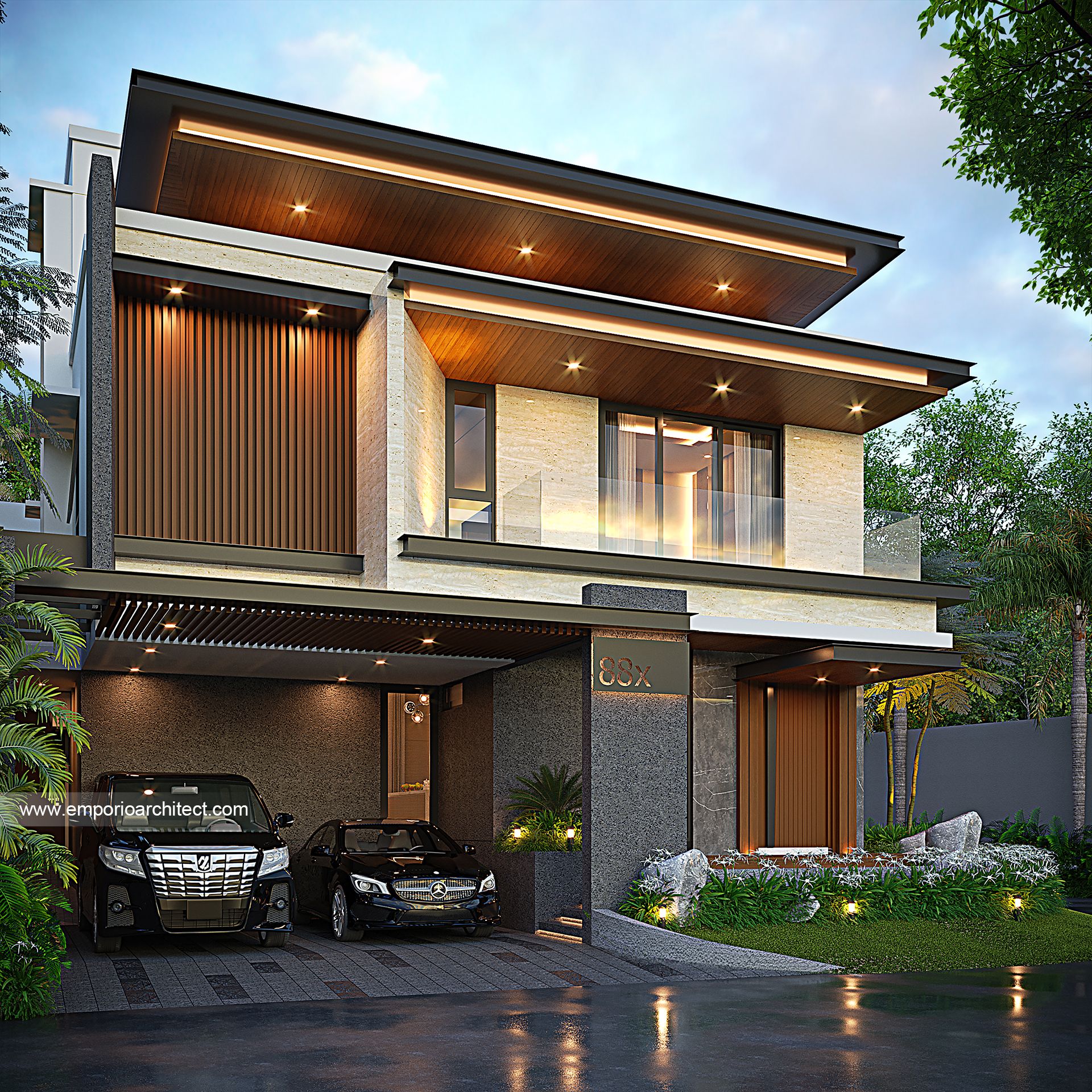 Mrs. AFN Modern House 3 Floors Design - Balikpapan 45907 - Front View Exterior