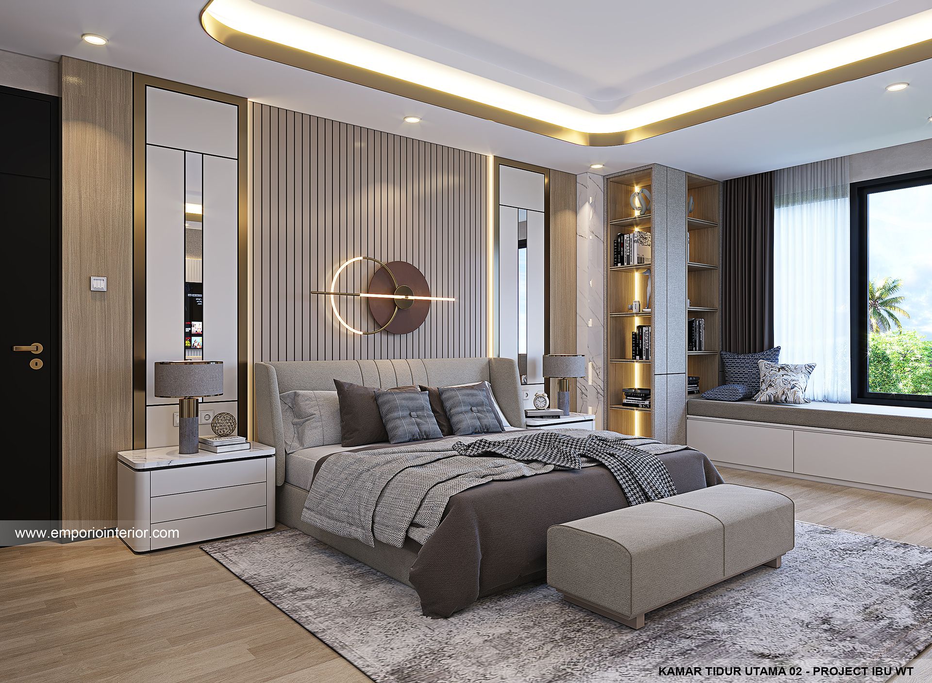 Desain Kamar Tidur Utama 2 Rumah Modern 3 Lantai Ibu WT di Aceh 45458 - Desain Interior
