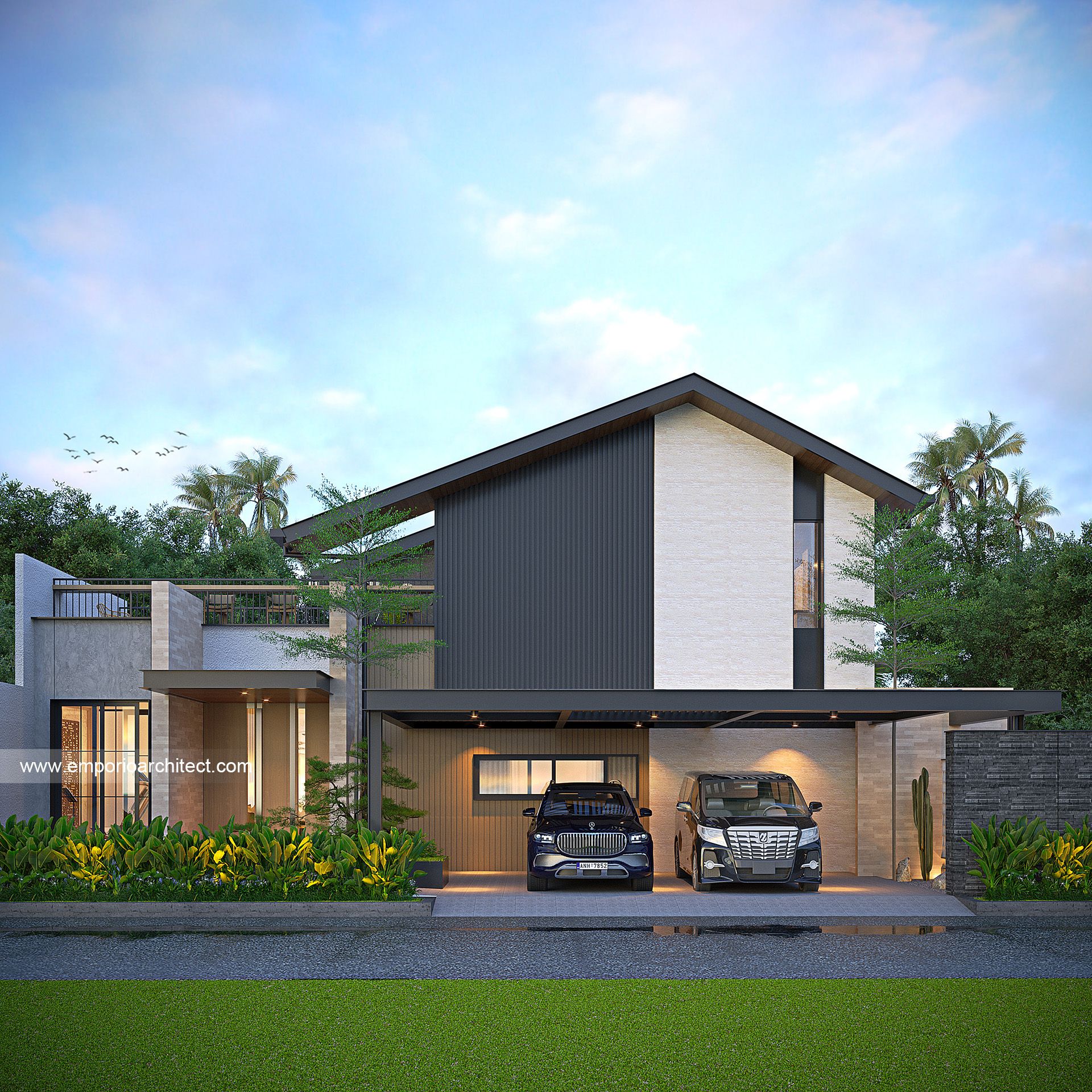Mr. BTJ 1781 and Mrs. RN Modern Contemporary House 2 Floors Design - Bekasi 38673 - House Facade