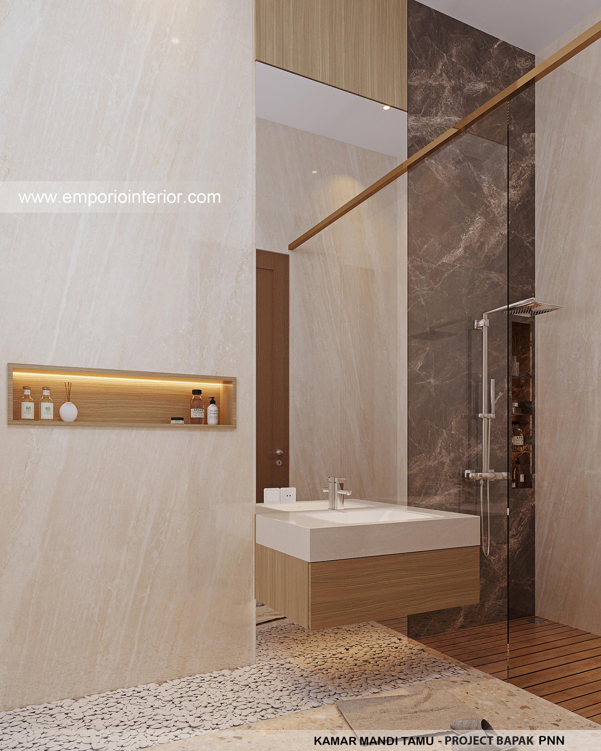 Desain Kamar Mandi Tamu Rumah Modern Minimalis 3 Lantai Bapak PNN di Samarinda 46810 - Desain ...