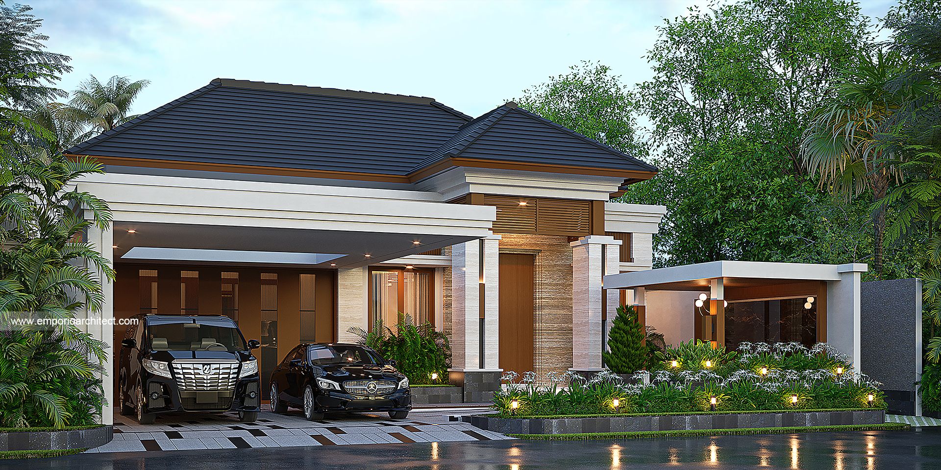 Desain Tampak Depan Rumah Villa Bali Modern 1 Lantai Bapak A di Cilacap, Jawa Tengah 45546 ...