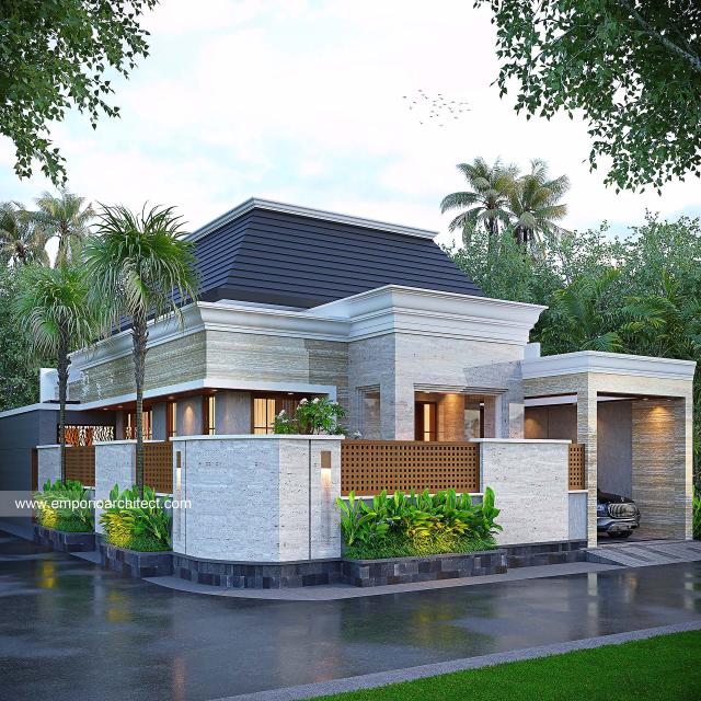 Desain Rumah Style Modern Tropis 1 Lantai
